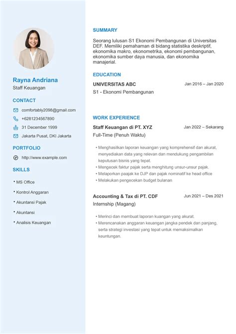 Contoh CV Staff Keuangan Finance Dan Template Nya