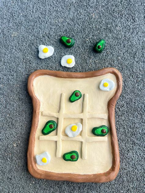 Avocado Toast Tic Tac Toe Polymer Clay Centerpiece Food Board Game