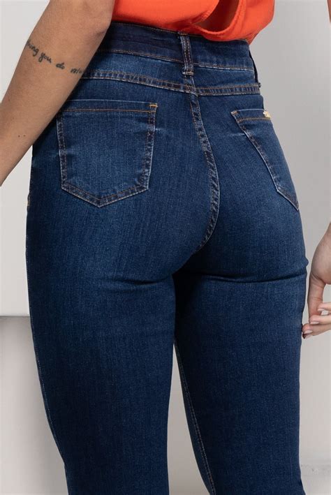 Calça Jeans Feminina Skinny Azul Escuro F2023037 Oxiblue Jeans