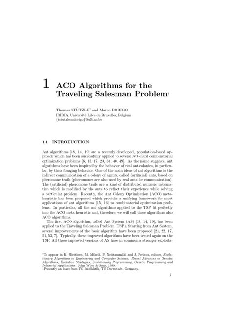 aco algorithms for the traveling salesman problem iridia universit e libre de bruxelles