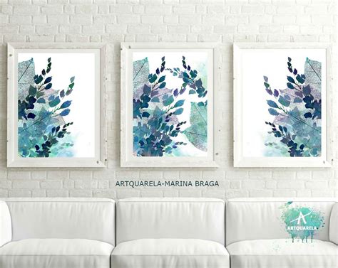 Tr Ptico Laminas Decorativas Nica Abstracta Plantas Azules En