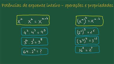 Pot Ncias De Expoente Inteiro Opera Es E Propriedades Exerc Cios