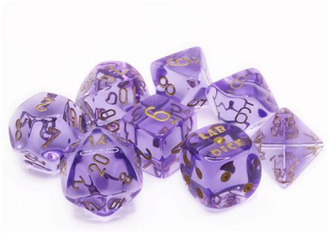 Chessex Lab Dice Vii Translucent Lavendergold Chx30059 Ttrpg Dic Dark Elf Dice