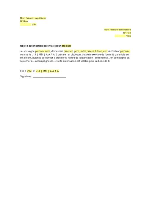 Modèle autorisation parentale ONLYOFFICE