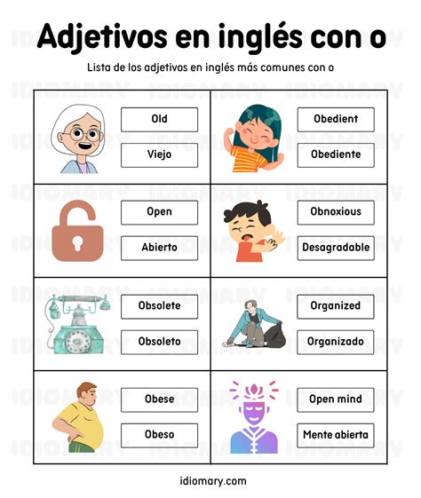 Adjetivos en inglés con o IdiomAry