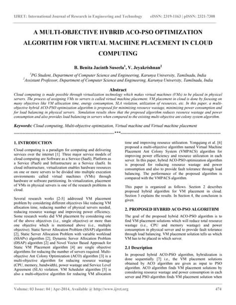 a multi objective hybrid aco pso optimization algorithm for virtual machine placement in cloud