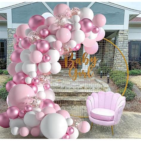 Pcs Pink White And Rose Gold Balloons Arch Garland Kit Party