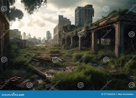 The Last Remains Of A City Skyline Overgrown By Plants Post