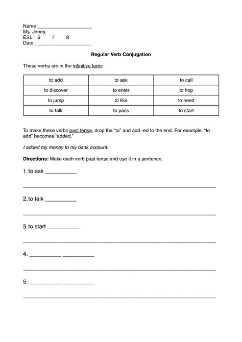 Past Tense Verbs Adding Ed Worksheets