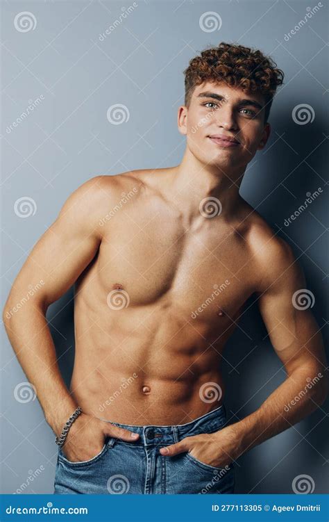 Sexy Shirtless Man In Jeans Lying Stock Photography CartoonDealer