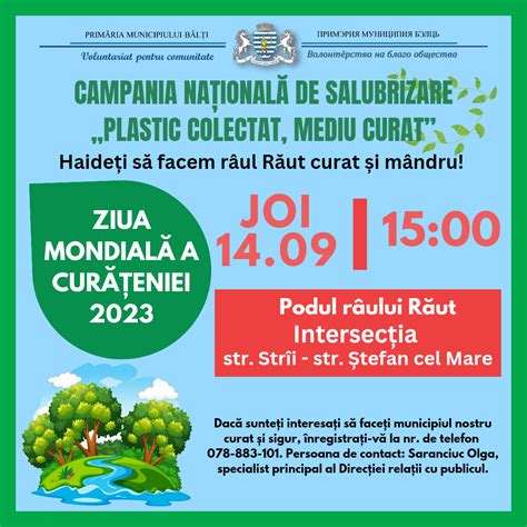 Ziua Mondială a Curățeniei Implică te și tu Primăria municipiului Bălți