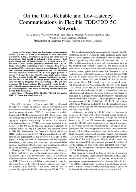 pdf on the ultra reliable and low latency communications in flexible tdd fdd 5g networks