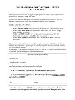 TRATTAMENTO INTEGRATIVO L 21 2020 BONUS 100 Trattamento