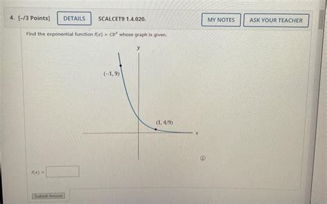 solved find the exponential function f x cbx whose graph is