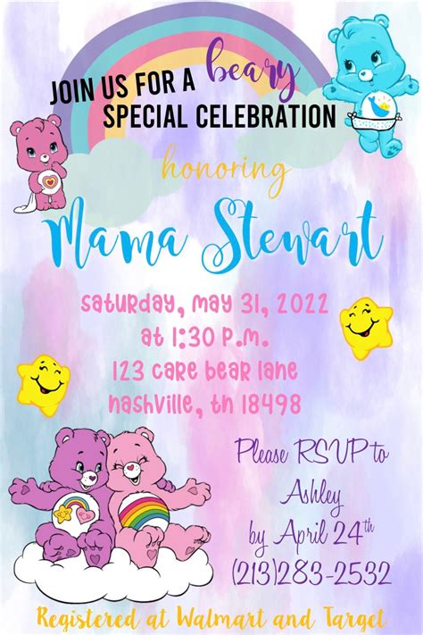 Invitaci N Al Baby Shower De Care Bears Etsy Espa A