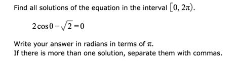 Solved Find All Solutions Of The Equation In The Interval Chegg