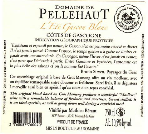 Domaine de Pellehaut L été Gascon IGP Côtes de Gascogne Blanc Moelleux