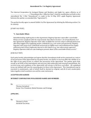 Fillable Online Amendment No 1 To Registry Agreement Fax Email Print