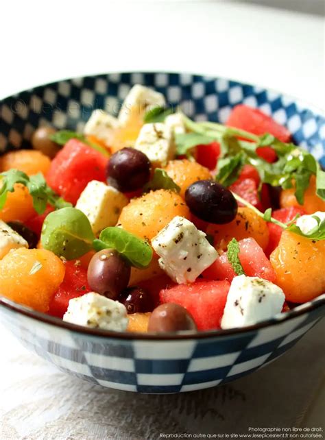 Salade de pastèque feta melon et olives noires Les épices rient