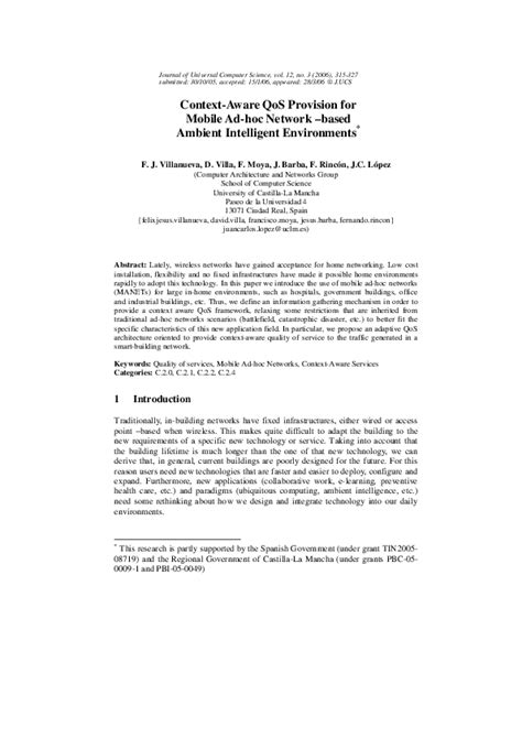 pdf context aware qos provision for mobile ad hoc network based ambient intelligent