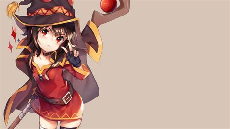 Brunette Blushing Red Eyes Frown Standing Megumin Kono Subarashii Sekai Ni Shukufuku Wo
