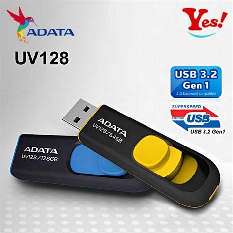 Yes 台灣公司貨Adata 威剛 UV128 64G 64GB 藍 USB 3 2 隨身碟 Yahoo奇摩拍賣