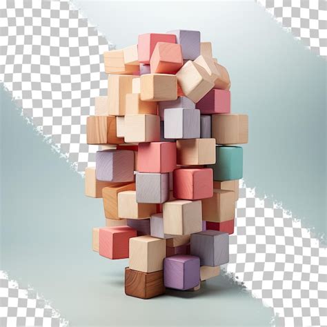 Puzzle De Cubo De Cerebro De Madera En Un Fondo Transparente Que