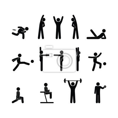 People Stick Figure Pictograms Icon Set Isolated People Silhouettes