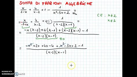 Somma Di Frazioni Algebriche Esercizi Youtube