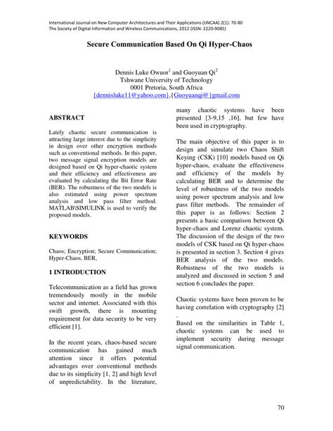 pdf secure communication based on qi hyper chaos