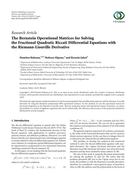 pdf the bernstein operational matrices for solving the fractional quadratic riccati