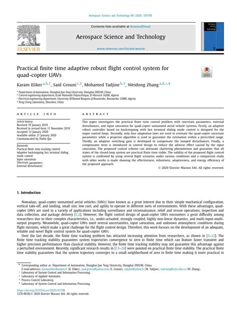 practical finite time adaptive robust flight control system pdf control theory quadcopter