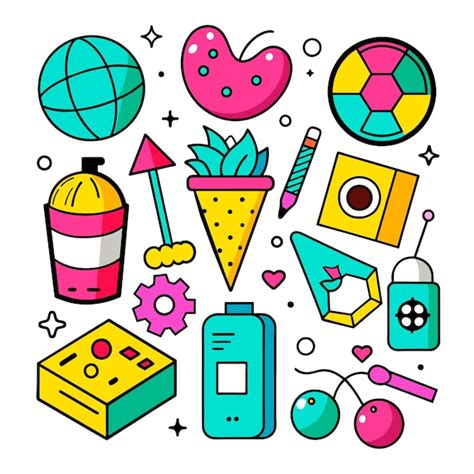 Un Dibujante De Dibujos Animados De Colores Objetos Cliparts Vector