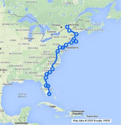 Our East Coast Road Trip Map