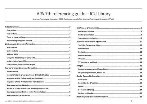 Apa Referencing Guide Apa Th Referencing Guide Jcu Library