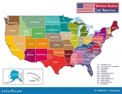 Estados Unidos Da América Mapa Moderno Bonito E Colorido Dos EUA Do