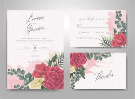 Modèle D invitation De Mariage Avec Aquarelle Splash Et Arrangement
