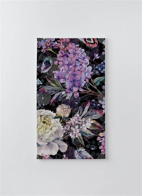Obraz Na P Tnie Homeprint Akwarelowy Bukiet Kwiat W Na Ciemnym Tle