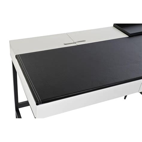 Rašomasis stalas dkd home decor juoda metalinis mdf balta pu 110 x 55