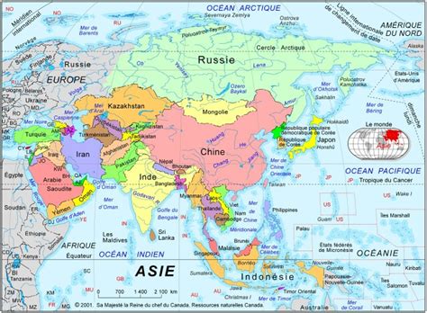 Carte Des Continents L Asie Avec Les Pays