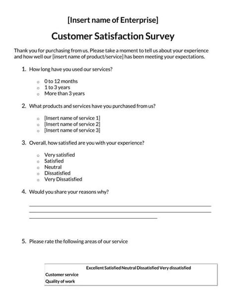 Questionnaire Template Word