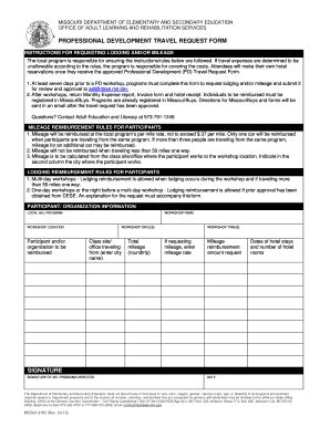 Fillable Online Dese Mo PROFESSIONAL DEVELOPMENT TRAVEL REQUEST FORM