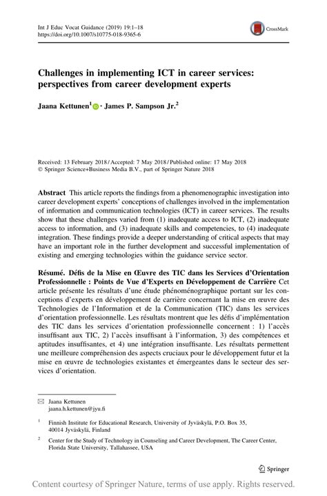 Challenges In Implementing ICT In Career Services Perspectives From