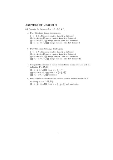 exercises long 9a data mining exercises for chapter 9 9 the data setx {− 6 − 5 0 4 7