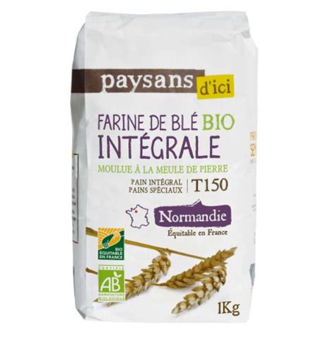 Farine de blé bio intégrale T150 de Normandie Paysans d Ici 1kg La