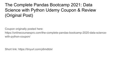 the complete pandas bootcamp 2021 data science with python udemy discount and review slide