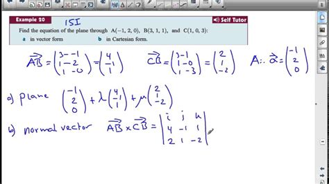 ib vectors find plane given three points youtube