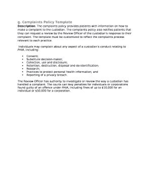 Complaints Policy Template Doc Template PdfFiller