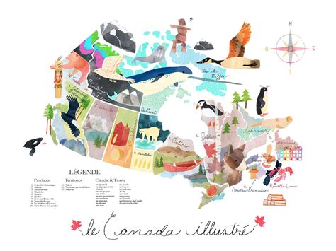 Illustré français Carte du Canada français éducatifs le Canada illustré