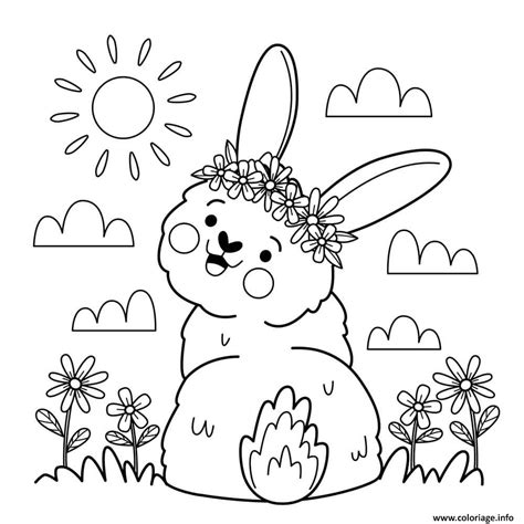 Coloriage Lapin Bunny Paques Printemps Dessin Printemps à imprimer